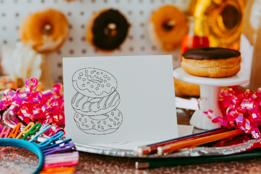 Donut Note Card | Printable Coloring Notecards | Instant Download ...